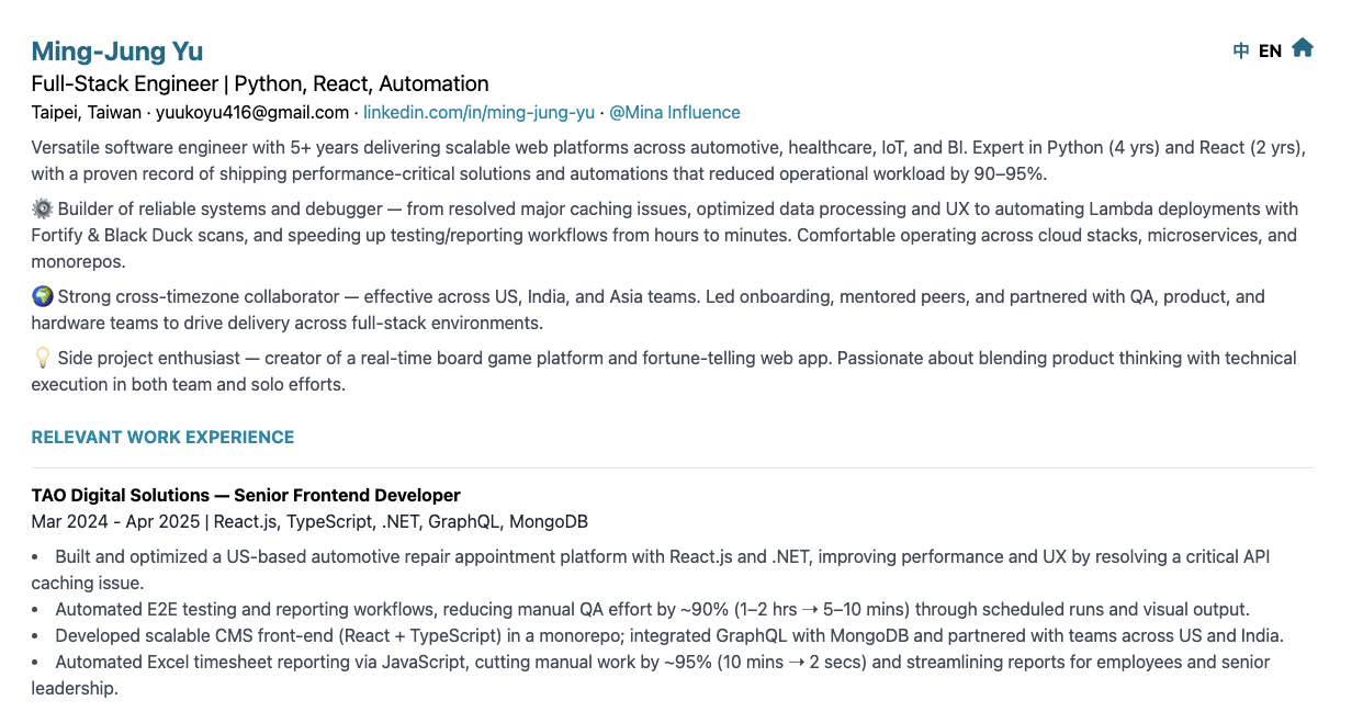 Resume - @Mina Influence